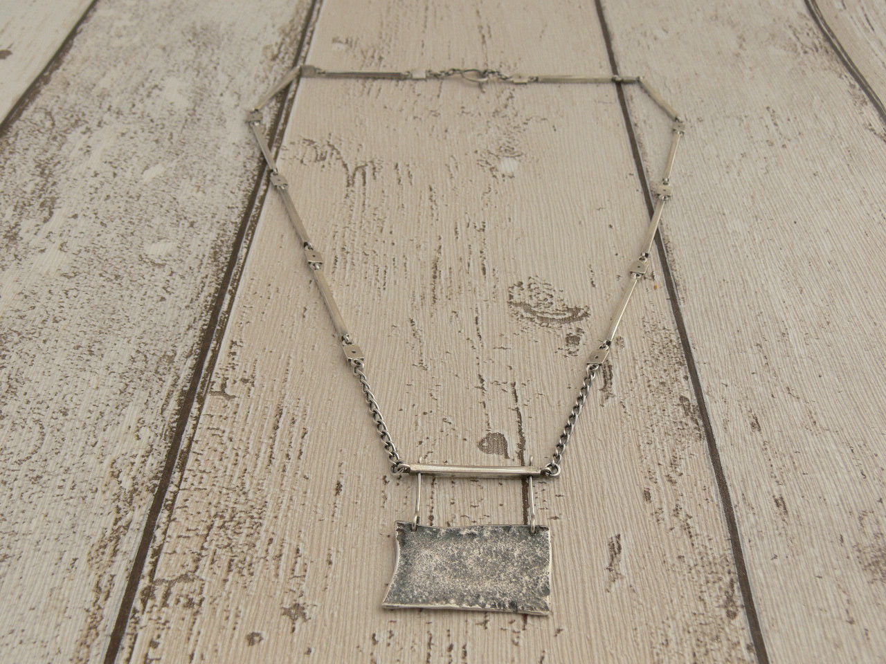 Square silver pendant necklace - Evesbeads